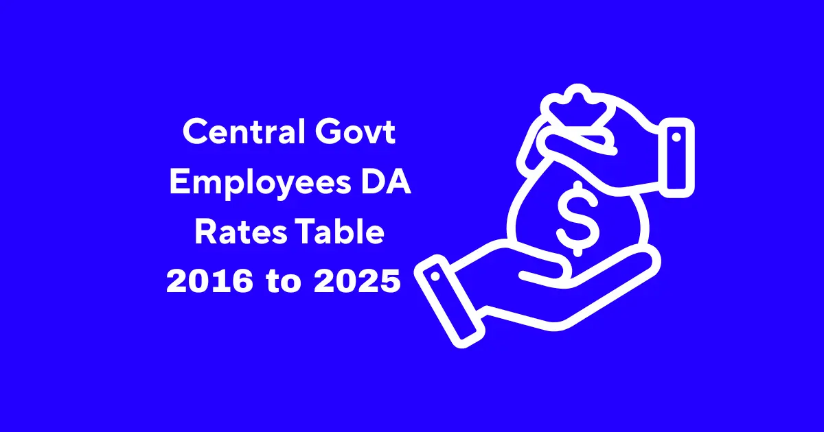 DA Rates Table for Central Government Employees - 7th Pay Commission ...